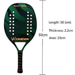 Beach Tennis Racket,Carbon Fiber Grit Face with EVA Memory Foam Core Beach Tennis Racket with Cover Bag (2PCS)