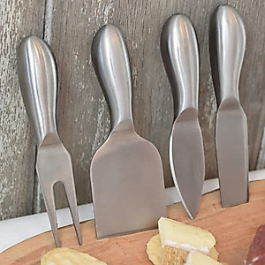 The Live Edge - 4 Piece Stainless Steel Cheese Knife Set for Charcuterie Board Serving Utensils | Cheese Board Knives and Forks Set For Cutting, Slicing & Spreading | Charcuterie Accessories Tools
