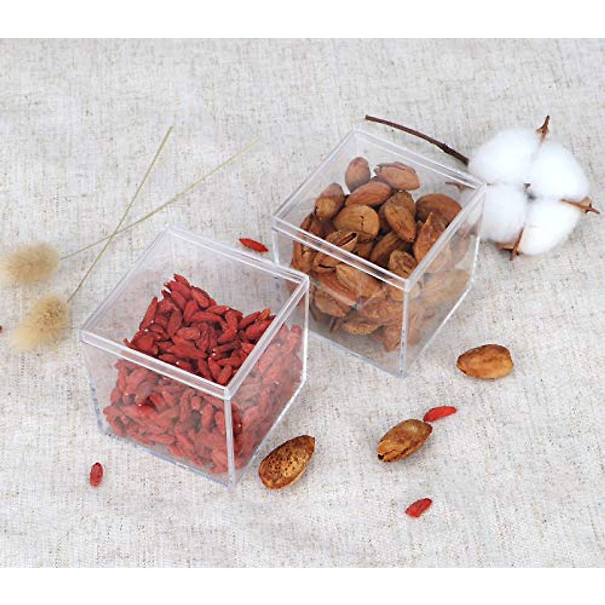 dedoot Clear Acrylic Box with Llid, 4 Pack 4.7x4.7x4.7 inches Clear Plastic Box for Organize, Acrylic Cube Storage Container Drawer Organizer for Vanity Jewelry Accessories, Small Items