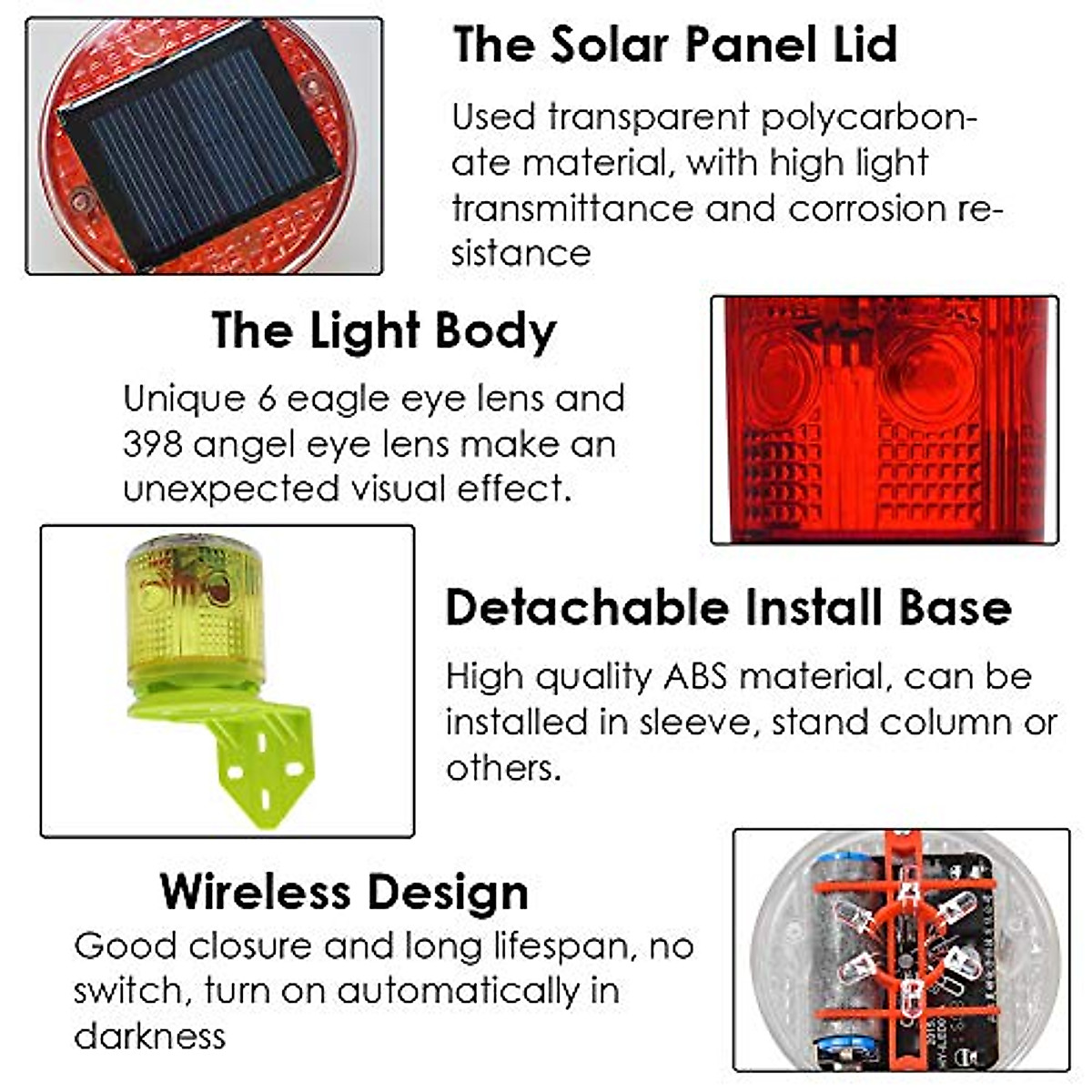 Aolyty Solar Warning Strobe Light L-Shaped Bracket 360 Degree Outdoor IP48 Waterproof Light Operated Automatically On Save Power for Traffic Cone Construction Light Control Flashing (Blue)