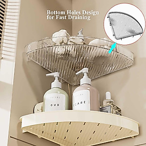 Shower Caddy, Suction Cup Shower Organizer Bathroom Removable Shower Basket Strong Suction Shower Shelf Shower Rack, Clear White Corner