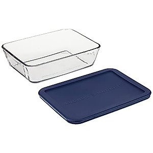 Anchor Hocking 6-Cup Rectangular Food Storage Containers with Blue Plastic Lids, Pack of 4