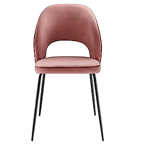 Modway Nico Performance Velvet Dining Chairs in Black Dusty Rose-Set of 2