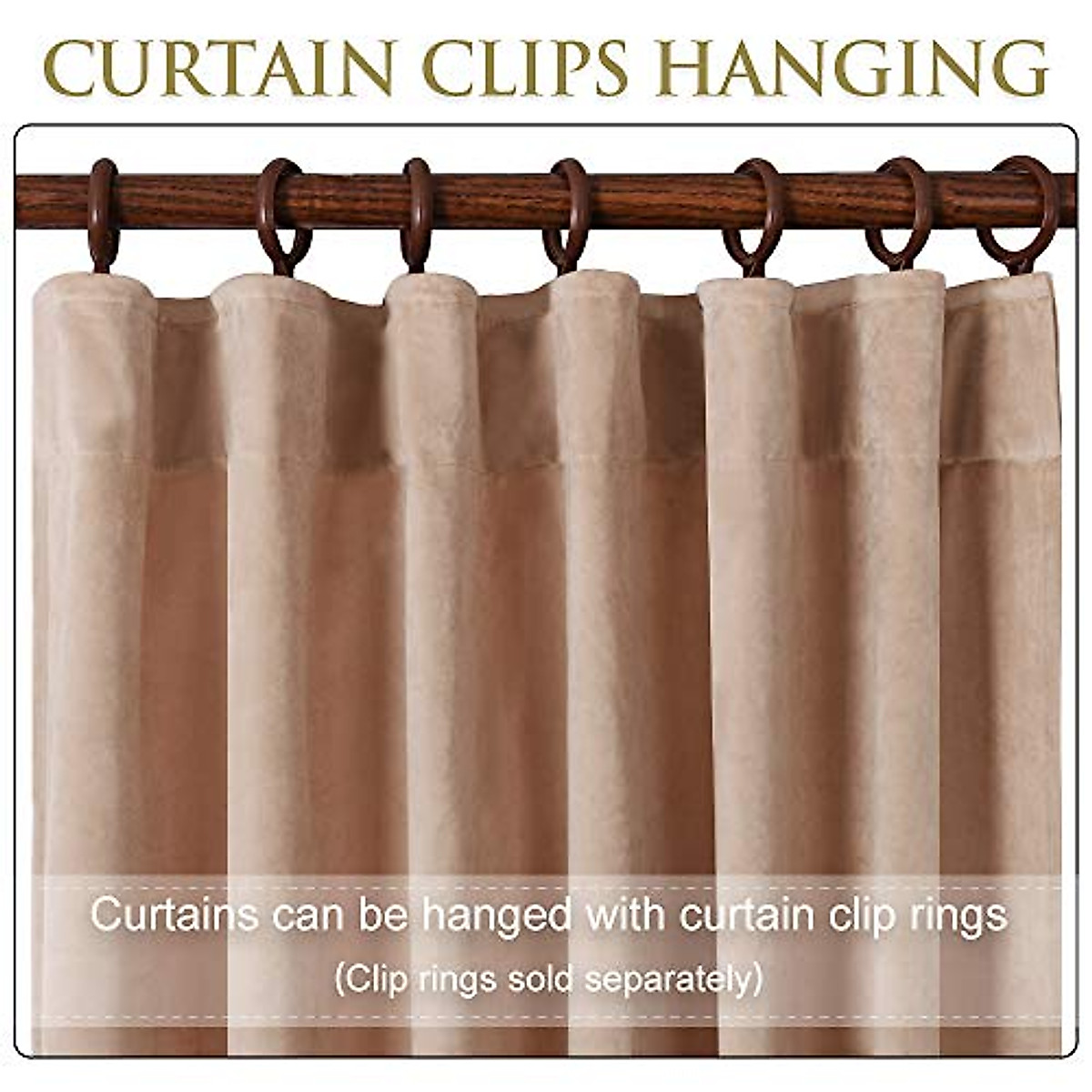 StangH Beige Blush Curtains Velvet - Home Decoration Back Tab Design Light Blocking Window Curtains, Sound Lower Privacy Drapes for Classroom/Baby Sleeping, W52 x L96, 2 Pieces