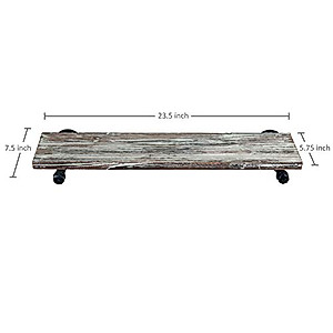 MyGift 24-Inch Wall Monunted Industrial Pipe & Rustic Torched Wood Floating Shelves, Set of 2