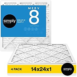 Simply by MervFilters, 14x24x1 MERV 8, MPR 600 Air Filter (4 Pack) - Actual Size: 13.75"x23.75"x0.75" HVAC, AC Furnace, Replacement, Return Air Pleated Filter