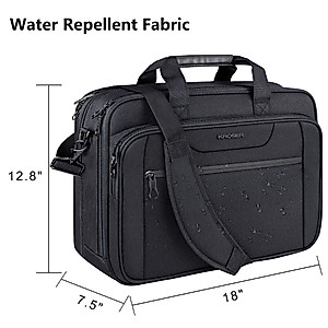 KROSER Laptop Bag Expandable Laptop Briefcase Fits Up to 17.3 Inch Laptop Water-Repellent Shoulder Messenger Bag Computer Bag for Travel/Business/Men/Women-Black