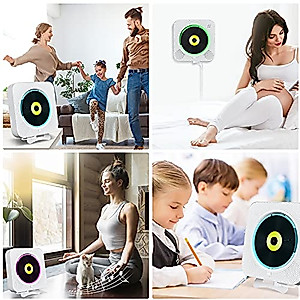 KOVCDVI Portable CD Player with Bluetooth Background Lights Wall Mountable Built-in Speakers CD Players for Home Headphone Jack with Remote Control FM Radio USB TF Card MP3 AUX Input Output