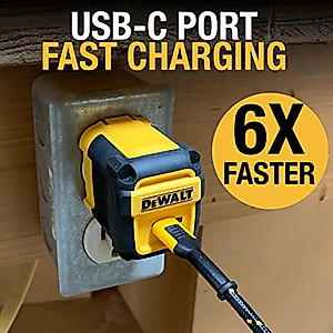 DEWALT 30W PD USB Wall Charger — Worksite USB-C Charger — Android and Apple Compatible Fast Charger — Foldable Plug — Type C Charger Compatible with iPhone 14 13 12 Pro Max iPad Pro