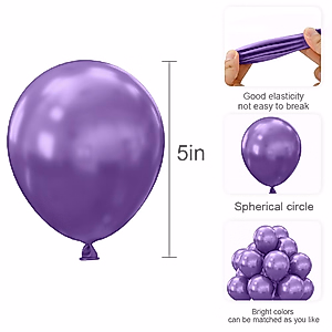 Purple Balloons, 5 Inch Balloons 50pcs, Purple Chrome Balloons, Purple Metallic Balloons, Foil Balloons, Balloons for Party Decoration, Purple Round Balloon Arch