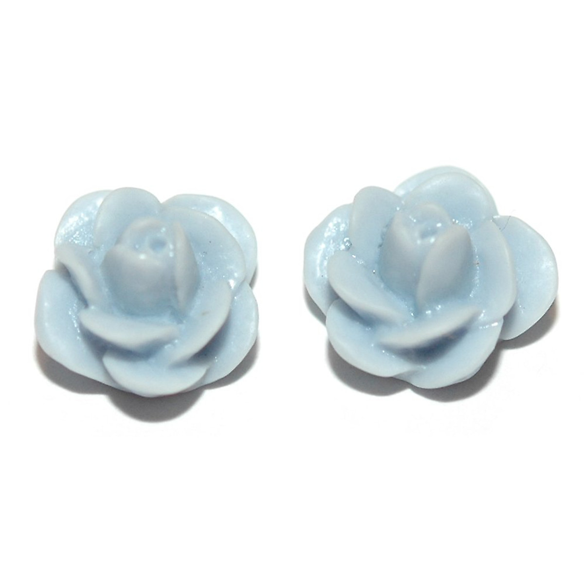 Mini Light Blue Rose Bud Stud Earrings (S395)