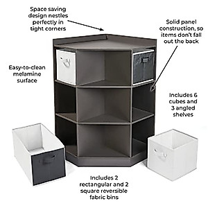 Badger Basket Corner Cubby Toy Storage Unit for Kids with 4 Removable Baskets - Charcoal (98813C)