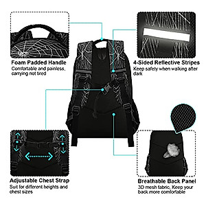 Vozoza Spider Web Backpack for Girls Kids Boys School Bookbags,Student Laptop Backpack Carrying Bag Casual Lightweight Travel Sports Day Packs