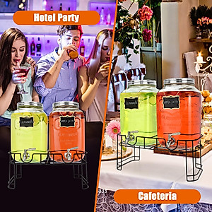 COHOMA 2 Gallon Glass Drink Dispensers For Parties(2 PACK),Beverage Dispensers With Stand And 100% Leakproof Stainless Steel Spigot.Glass Water Jug Dispenser,Lemonade Dispenser,Mason Jar.