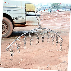 Cabilock 2pcs Drying Rack for Clothing Towel Drying Rack Clip Hanger Sock Hanger Clip Drying Socks Hook Baby Coat Hangers Clothes Hanger Stainless Steel Laundry Drying Hook Arc Clothes Hook