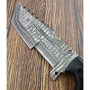 TR-1168 Custom Handmade Damascus Steel 10 Inches Tracker Knife - Perfect Grip walnut wood Handle (TR-2196)