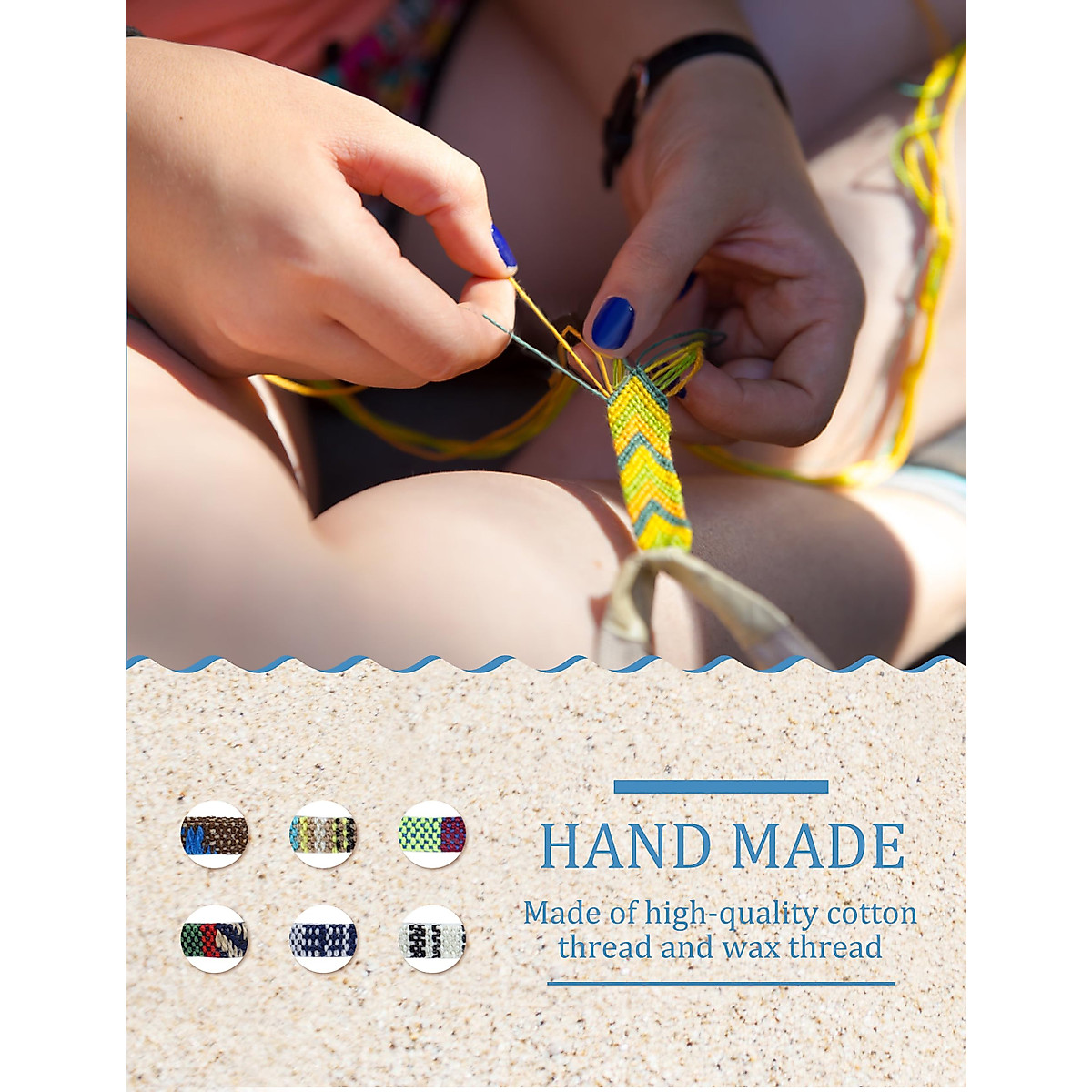 LOLIAS 24 Pieces Waterproof String Bracelets for Women Surfer Wave Boho Bracelet Adjustable Handmade Friendship Bracelet String Ocean Beach Boho Bracelets Anklets for Women Ocean