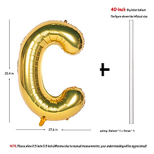 Letter Balloons 40 Inch Giant Jumbo Helium Foil Mylar for Party Decorations Gold C
