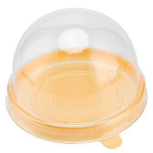 MUKLEI 200 Pack 3 Inch Plastic Mini Cake Box, Clear Cupcake Box with Dome Lids, Dome Muffin Single Container Round Plastic Cupcake Holders for Mooncakes, Cookies, Desserts, Gold Base