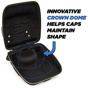 CASEMATIX Hat Travel Case for up to 4 Baseball Caps with Crush-Resistant Hard Shell Outer, Metal Travel Carabiner and Comfortable Handle - Portable Hat Case Carrier for Travel and Hats Storage