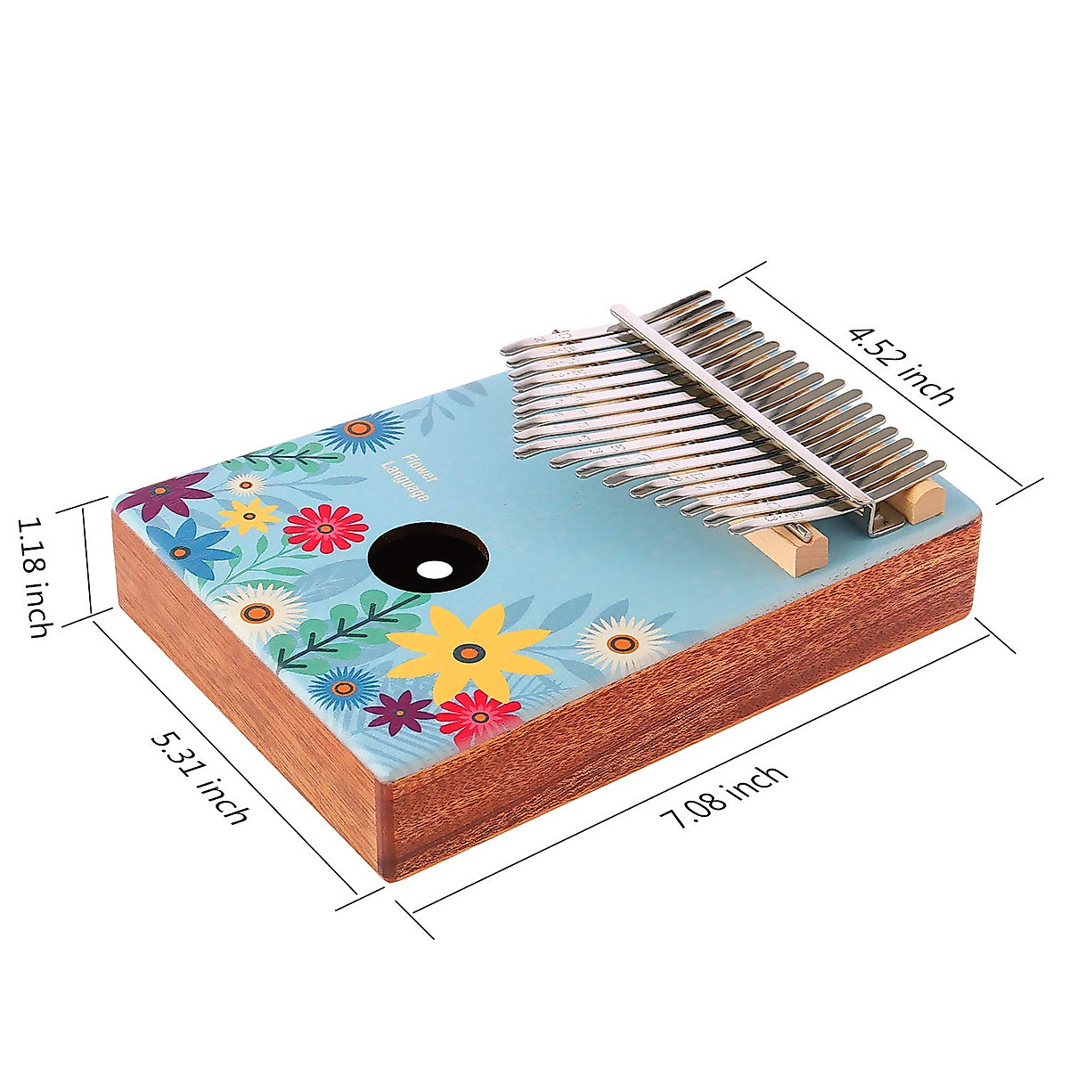 Kalimba 17 key Thumb Piano Finger Piano with Cloth Tuning Kit Hammer, Study Instruction Song Book, Hot Gift for Christmas Birthday Gifts for Kids, Children, Girlfriend (Full Bloom)