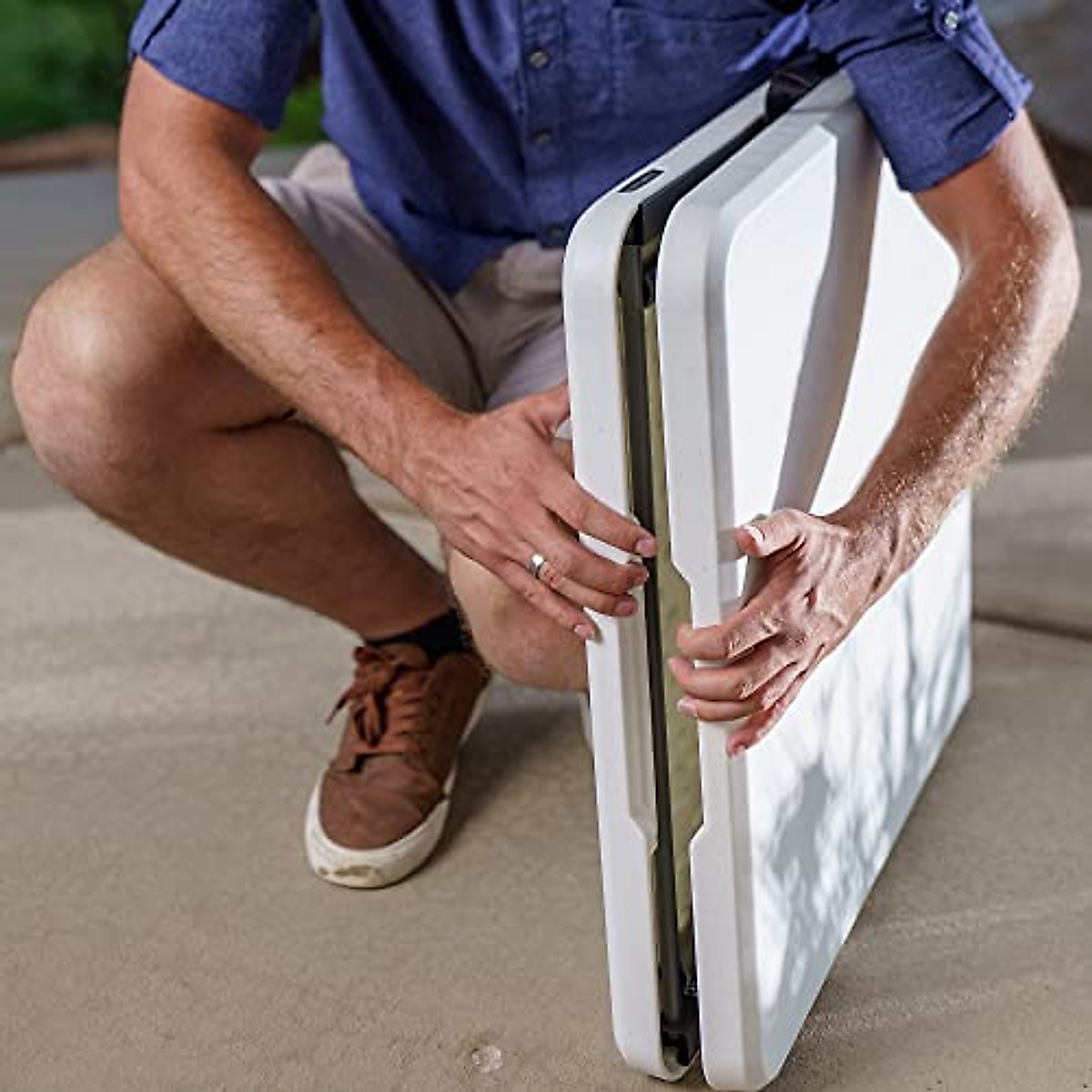 Lifetime Height Adjustable Folding Table, 4 Foot, Almond