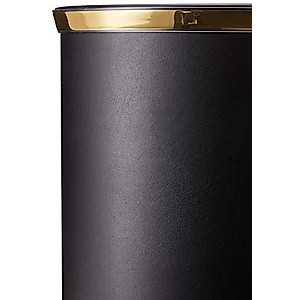 Kraftware Sophisticates Black/Polished Gold Brass Waste Basket with 3/4-Inch Bands and Brass Bumper