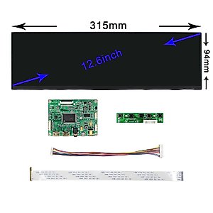 12.6 inch 1920x515 eDP IPS LCD Screen NV126B5M-N41 and 2Mini HDMI Micro USB LCD Controller Board,for DIY CPU GPU PC Computer Monitor Case