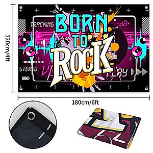 HAMIGAR 6x4ft Born To Rock Banner Backdrop - Rock and Roll Birthday Decorations Party Supplies
