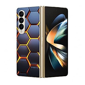 MightySkins Skin Compatible with Samsung Galaxy Z Fold 4 - Lava Hex | Protective, Durable, and Unique Vinyl Decal wrap Cover | Easy to Apply, Remove, and Change Styles | Made in The USA