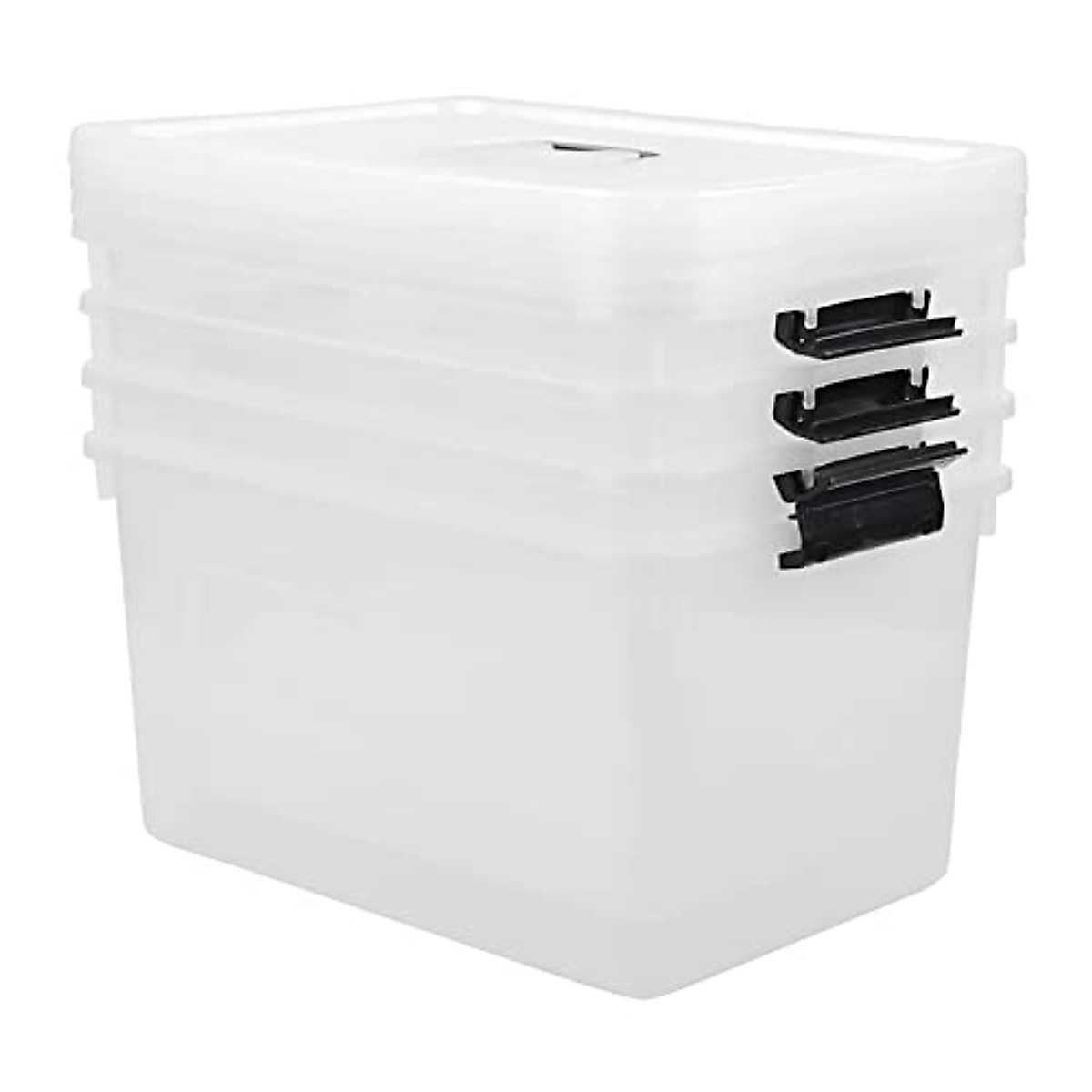 CadineUS 17.5 Liter Clear Boxes, Plastic Storage Bin with Lid Set of 4