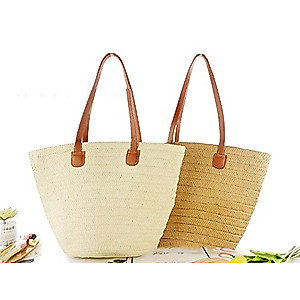 Straw Tote Bag Shoulder Bag for Women Straw Beach Bag Handbag Soft Bohemian Hobo Bag Casual Beach Daypack for Vacation