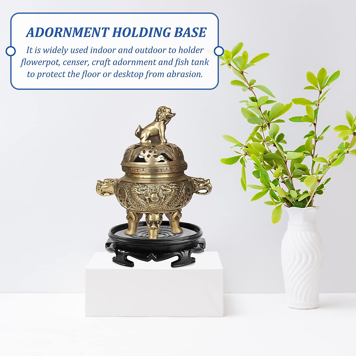 GANAZONO Indoor House Plants 1pc Imitation Solid Wood Flower Bracket Flowerpot Decorations Resin Fish Tank Base Stand