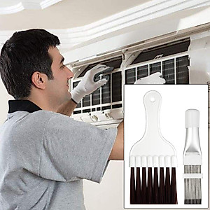 yeabwps 2 Pieces Air Conditioner Condenser Fin Cleaning Brush, Stainless Steel Air Conditioner Condenser Fin Comb Fin Evaporator Radiator Repair Tool