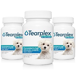 tearplex 3 Pack, Tear Stain Supplement for Dogs and Cats, #1 Rated Natural Tear Stain Product - Made in The USA, 100% Tylosin Free, Veterinarian Trusted - Beef Flavored