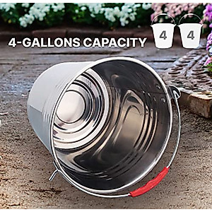 Skywin Metal Can with Lid - Durable 4 Gallon Metal Bucket with Lid for Heavy Loads - Environment-Friendly Metal Trash Can with Lid Outdoor, Safe Alternative to Plastic (2)