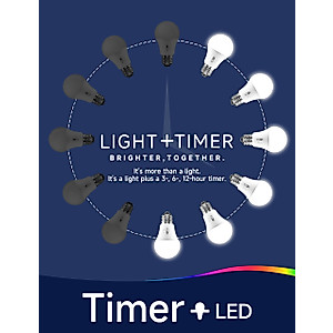 UNILAMP Timer LED Light Bulbs 4 Pack, 13W (100W Equivalent) LED Bulb, Built-in Automatic Timer, 5000K Daylight A19, Automatic On/Off, Indoor Light Timer