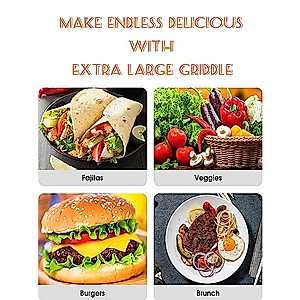 Extra Large Nonstick Electric Griddle - Pancake Griddle for Eggs, Burgers, Beef, Cheese, Party Smokeless Griddle Pan with Temperature Control, Dishwasher Safe, Black, 1500W