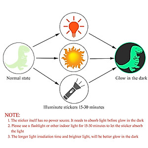 Glow in The Dark Stickers,2 Pack Dinosaur Stickers Decor for Boys Kids Bedroom,Wall Stickers for Living Room Decorations