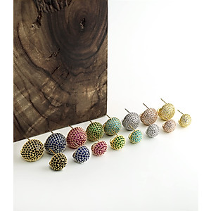 M.DUN - Disco Ball Earrings 925 Stering Silver Post 18K Gold Plated CZ Micro Pave Dainty Round Gold Stud Huggie earrings for Women (YG_turqu_large)