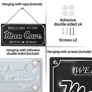 Man Cave Sign.Mancave Stuff for Men.Black Metal Sign for Man Cave Decor.14" X 7" Mancave Wall Decorations."My Cave,My Rules".Sign Men,Men Decor.