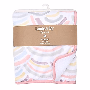 Lambs & Ivy Signature Rainbow Minky/Faux Shearling Soft Fleece Baby Blanket