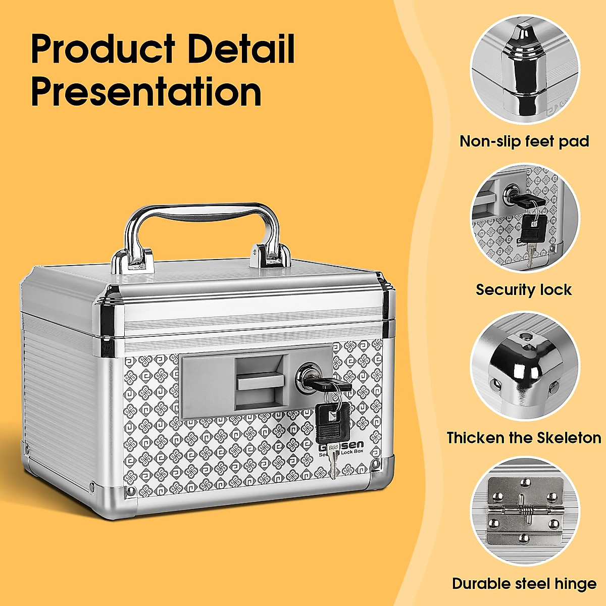 Medicine Lock Box,Storage Lock Box Lockable Dorm Storage Trunk with Key Lock - Briefcase, 【Extra Small】9.84 * 6.18 * 6.18 Medicine Lock Box, Lock Boxes for Personal Items