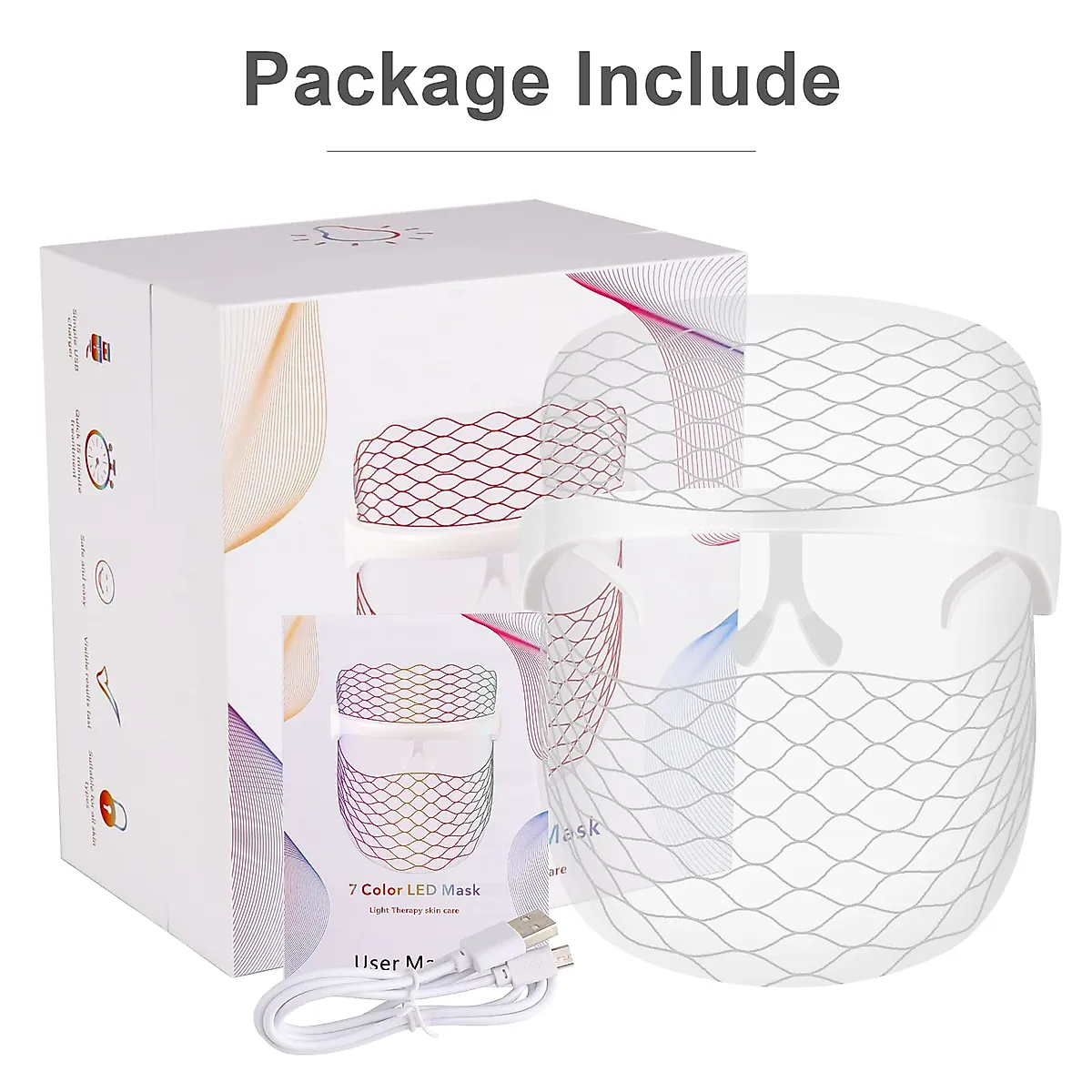 Meifuly 7 Colors L ED Light Therapy Face Mask, Lightweight, Portable