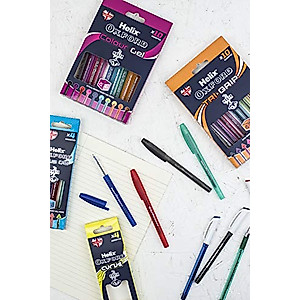 Helix Oxford Tri-Grip Ballpoint Pens (x10 Pack Assorted Colours) with Plastic Free Packaging