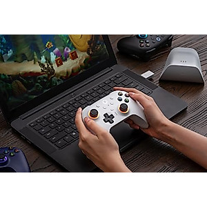 8BitDo Ultimate 2 Wireless Controller for Windows & Android, Gaming Controller with TMR Joysticks, Switchable Hall Effect/Tactile Triggers, RGB Fire Ring, 8Speed Wireless Tech, White