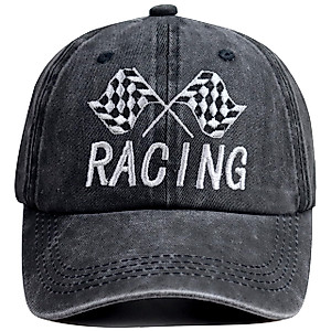 Checkered Flags Race Car Hat for Men Women, Embroidered Adjustable Racing Flag Baseball Cap Gifts, Racing Car Enthusiast, Birthday Race Car Party Supplies, Sport Events