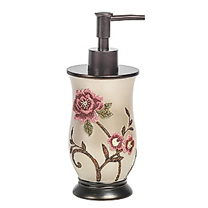 Popular Bath 4pc Larrisa Floral Bathroom Accessories Sets Modern Classic Flower Soap Dispenser, Tumbler, Tooth Brush Holder and Soap Dish Holder Luxury Decor Unique Design Stylish Bathroom Sets