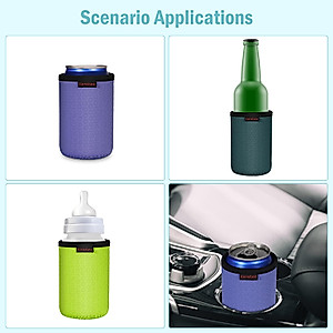 KENOBEE 6 Pack 12oz Standard Can Cooler Sleeves, Soft Insulated Reusable Non-slip Neoprene Can Coolier Drink Caddies Holder Covers for for Hard Seltzer, Beer, Soda, Energy Drinks and Water Bottle