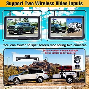 Wireless Backup Camera HD 1080P 5 Inch Monitor Stable Digital Signals Bluetooth Rear View Reverse License Plate Cam for Car Truck Camper Wide Viewing Angle DIY Parking Guide Lines D35